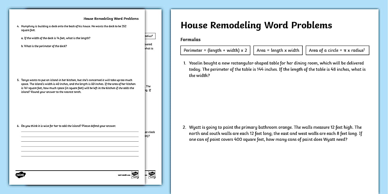 Math Real World Problems Worksheets | Math Activity - Twinkl