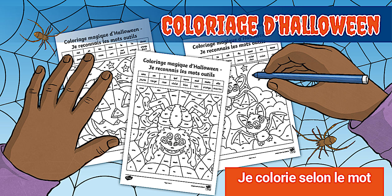 Coloriage magique d'Halloween – Je reconnais les mots outils