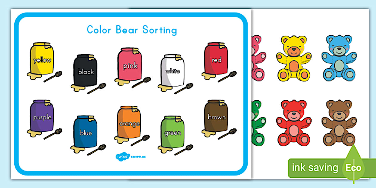 Color Bear Sorting Activity Worksheet - Twinkl