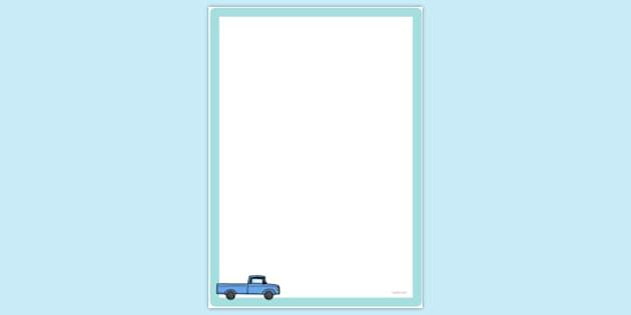 Simple Blank Truck Page Border | Page Borders | Twinkl