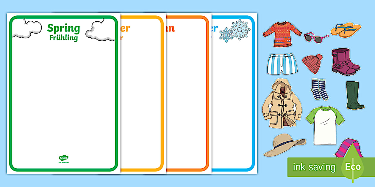 Seasonal Clothes Sorting Activity English/German - Twinkl