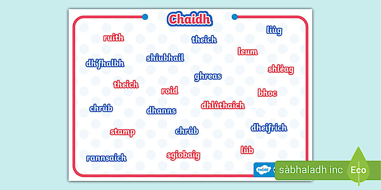 Faclan eile airson chaidh – Brat-fhacail (teacher made)