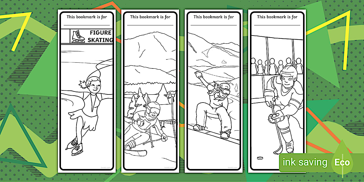 Winter Sports Bookmarks to Colour (teacher made) - Twinkl