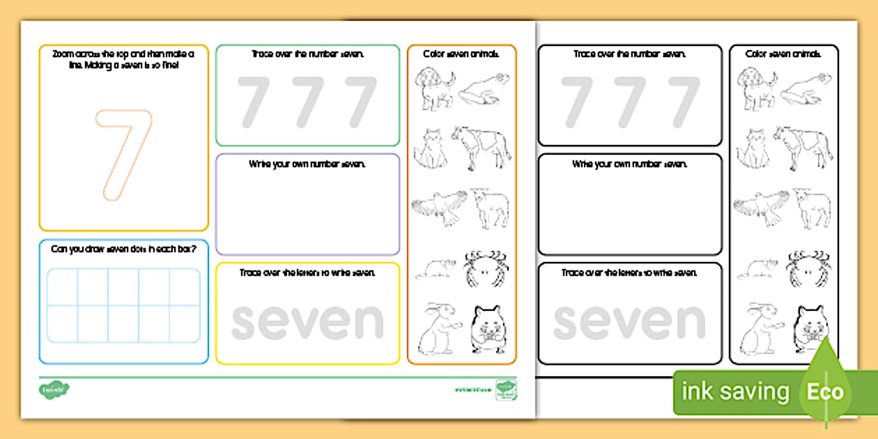 Number Seven Mat Worksheet (Teacher-Made) - Twinkl