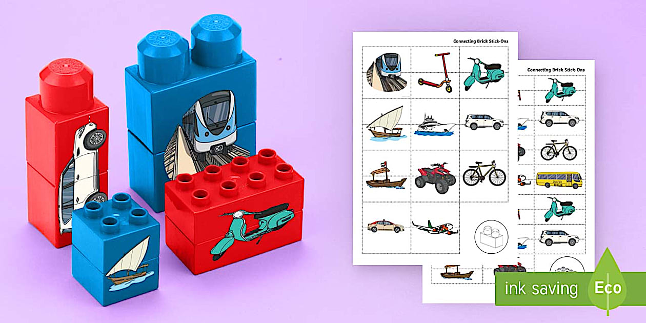 UAE Transport Connecting Bricks Game (teacher made) - Twinkl