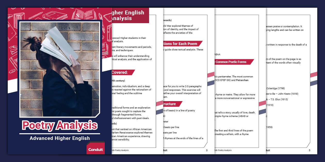 Advanced Higher English: Poetry Analysis Booklet - Twinkl