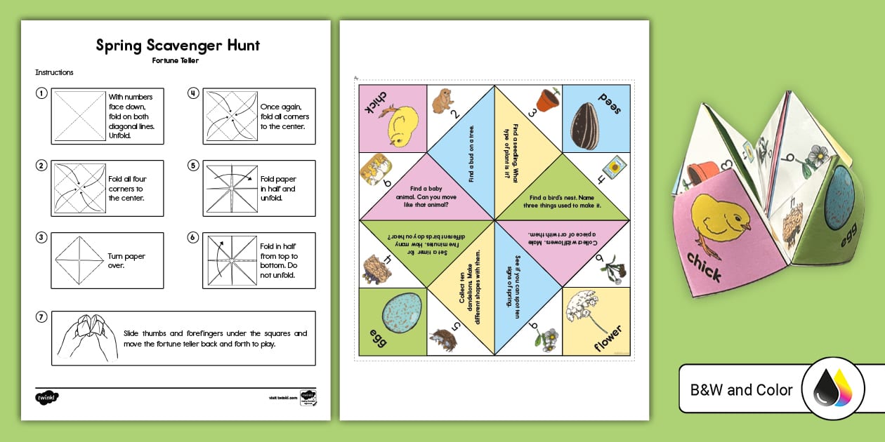 Spring Scavenger Hunt Fortune Teller (teacher made) - Twinkl