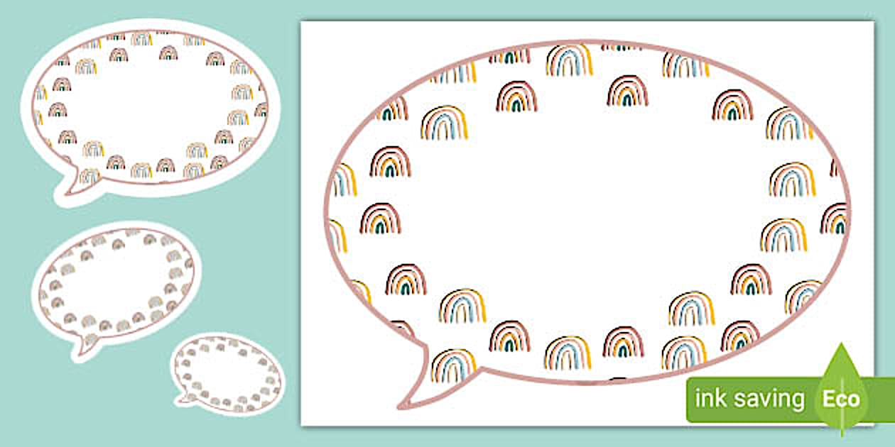 Editable Muted Rainbow-Themed Speech Bubble Display Cut-Outs