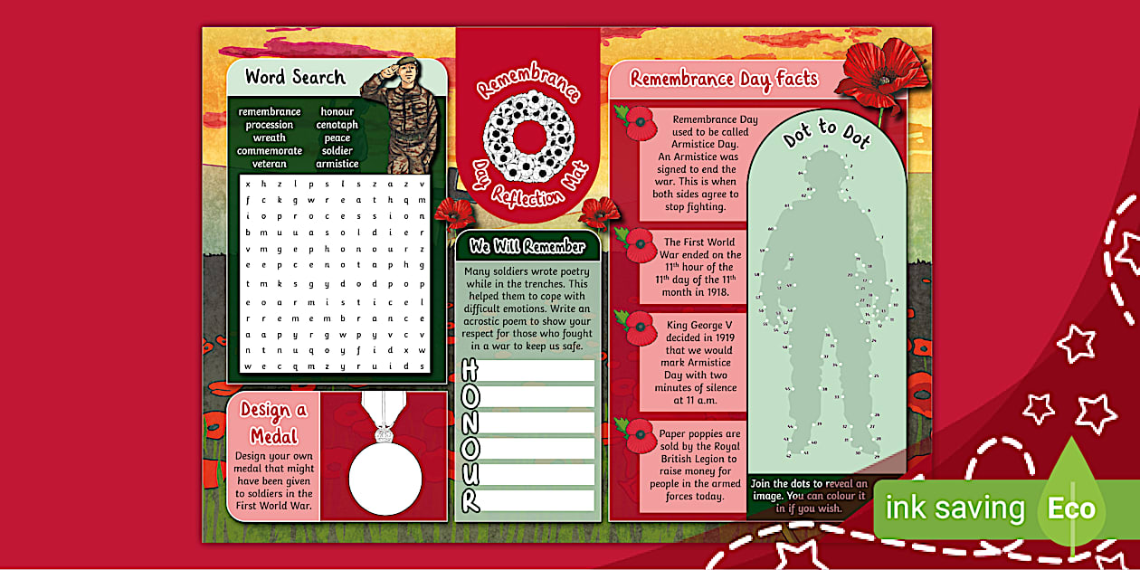 Remembrance Day Reflection Mat (Ages 7 - 11)