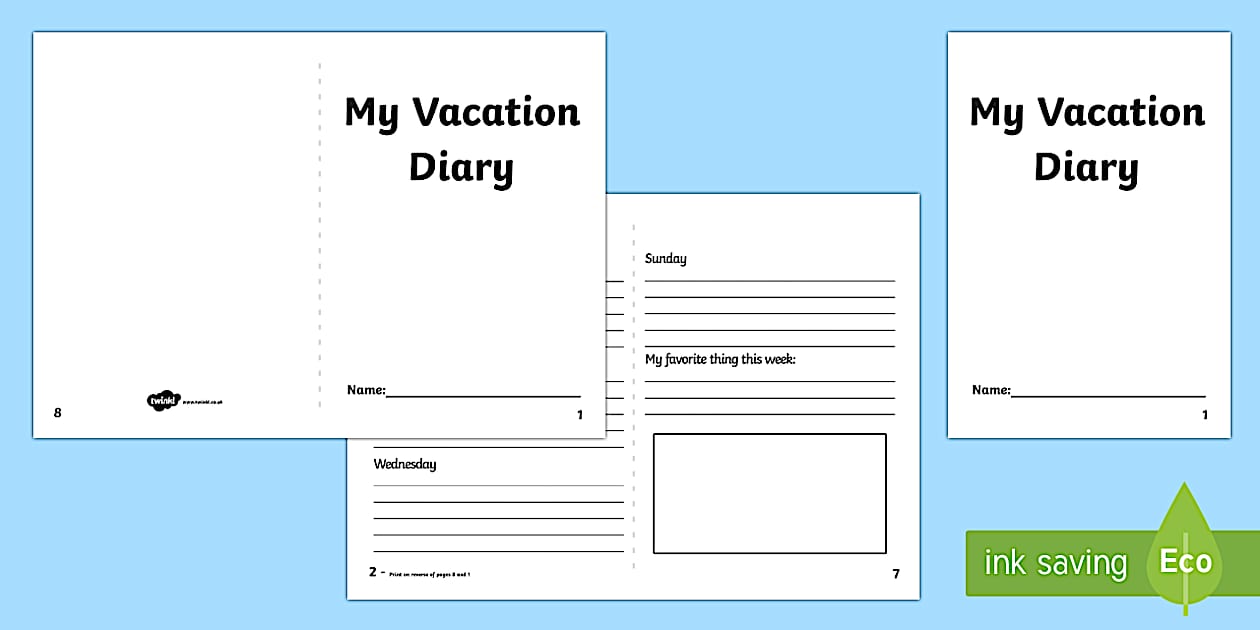 My Vacation Diary: Journal Writing Template (teacher made)