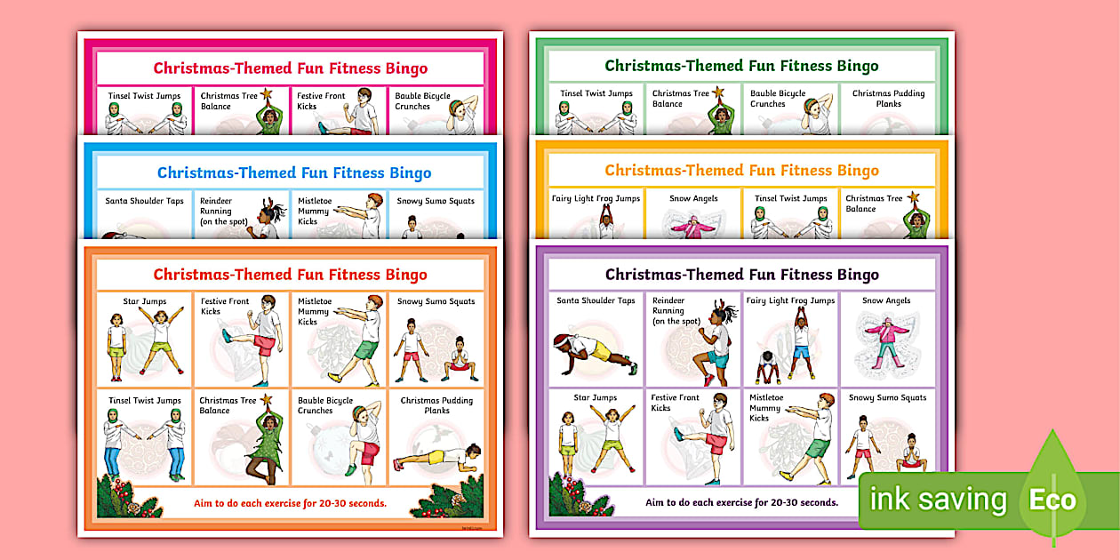 Christmas-themed Fitness Bingo | Christmas-Themed Fitness Bingo Game