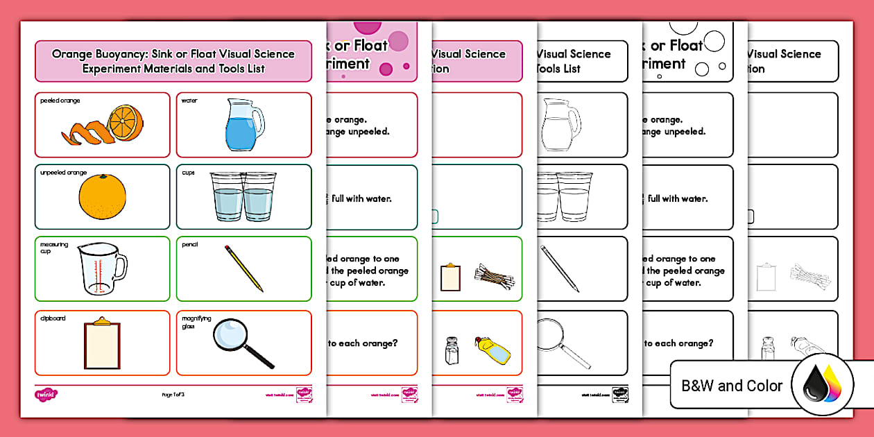Orange Buoyancy: Sink or Float Visual Science Experiment for Special ...