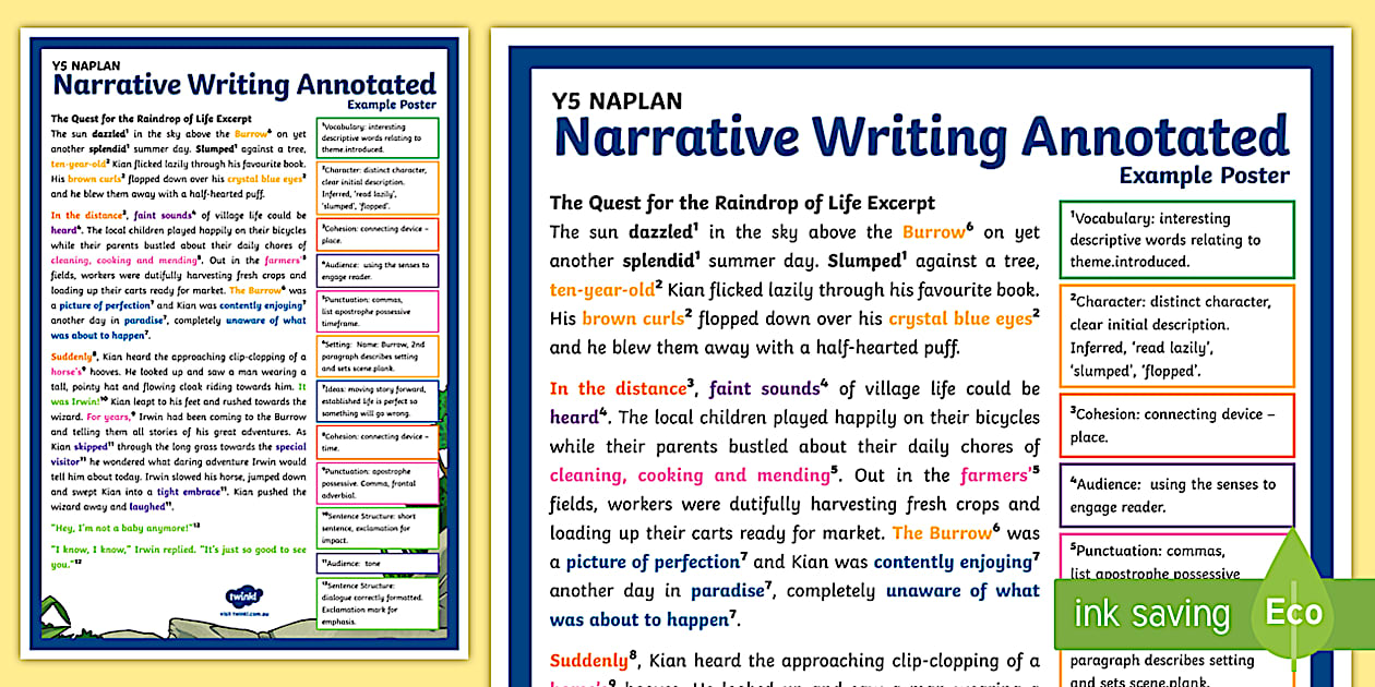 NAPLAN Year 5 Writing Examples - Narrative Poster | Twinkl