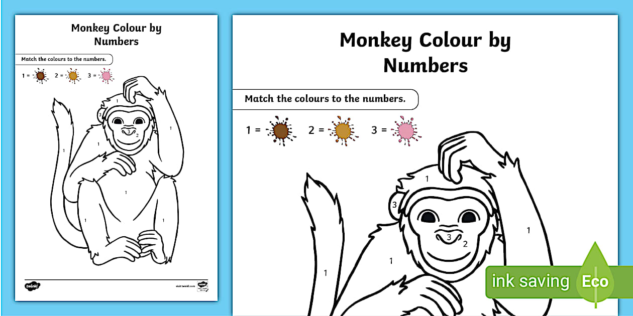 Free Monkey Colour by Number Page for Kids: Download now!