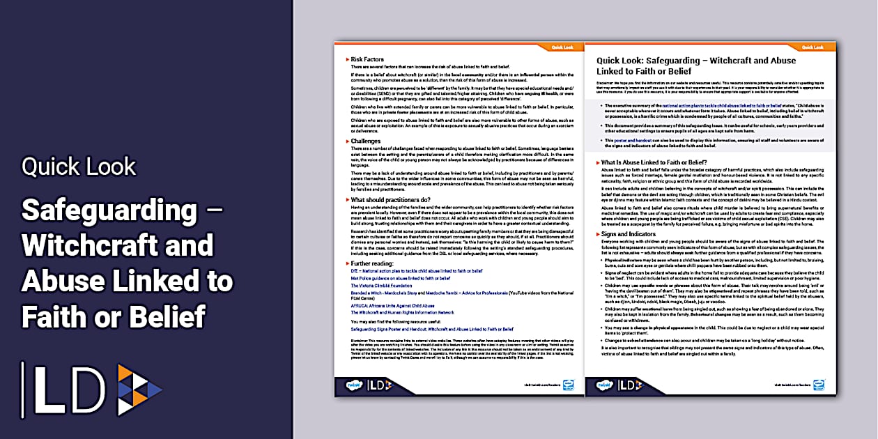 Safeguarding - Witchcraft & Abuse Linked to Faith or Belief