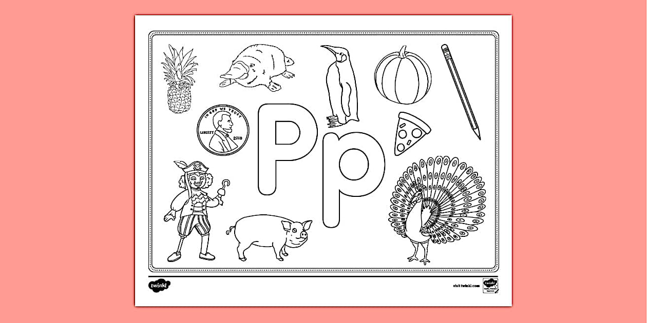 Letter P Coloring Page for PreK-K (teacher made) - Twinkl