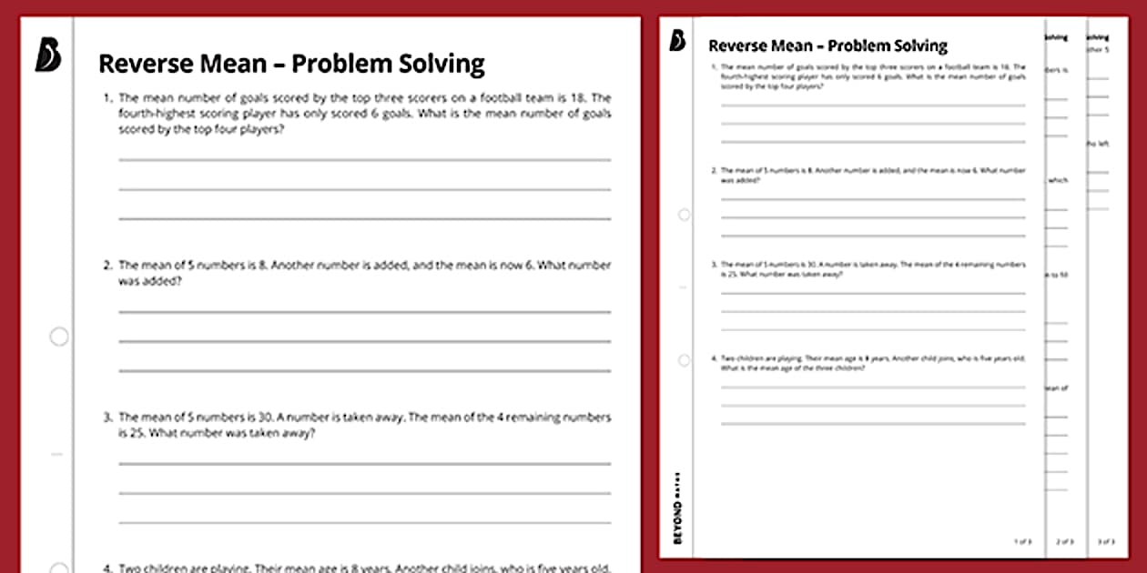 👉 Reverse Mean - Problem Solving | KS3 Maths | Beyond 👉 Reverse Mean - Problem Solving | KS3 Maths | Beyond
