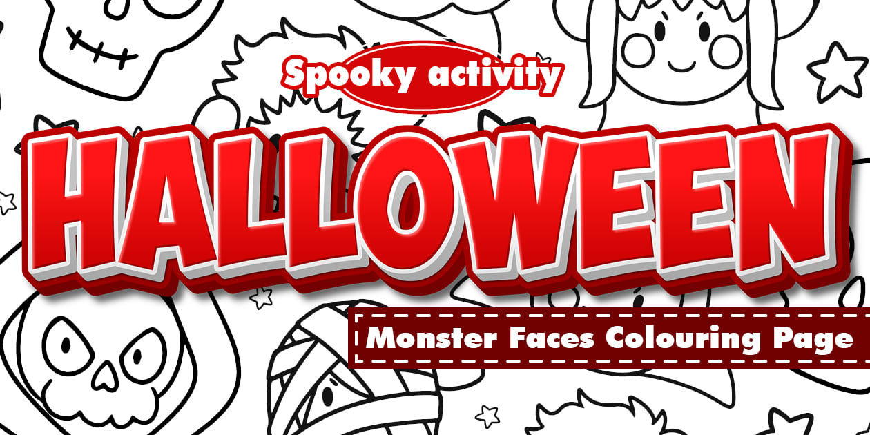 * NEW * Foundation Phase - Halloween Monster Faces - Colouring Page