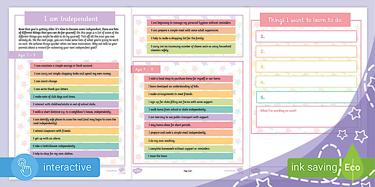 Independence Planning Tool (Ages 7 - 11) (Teacher-Made)