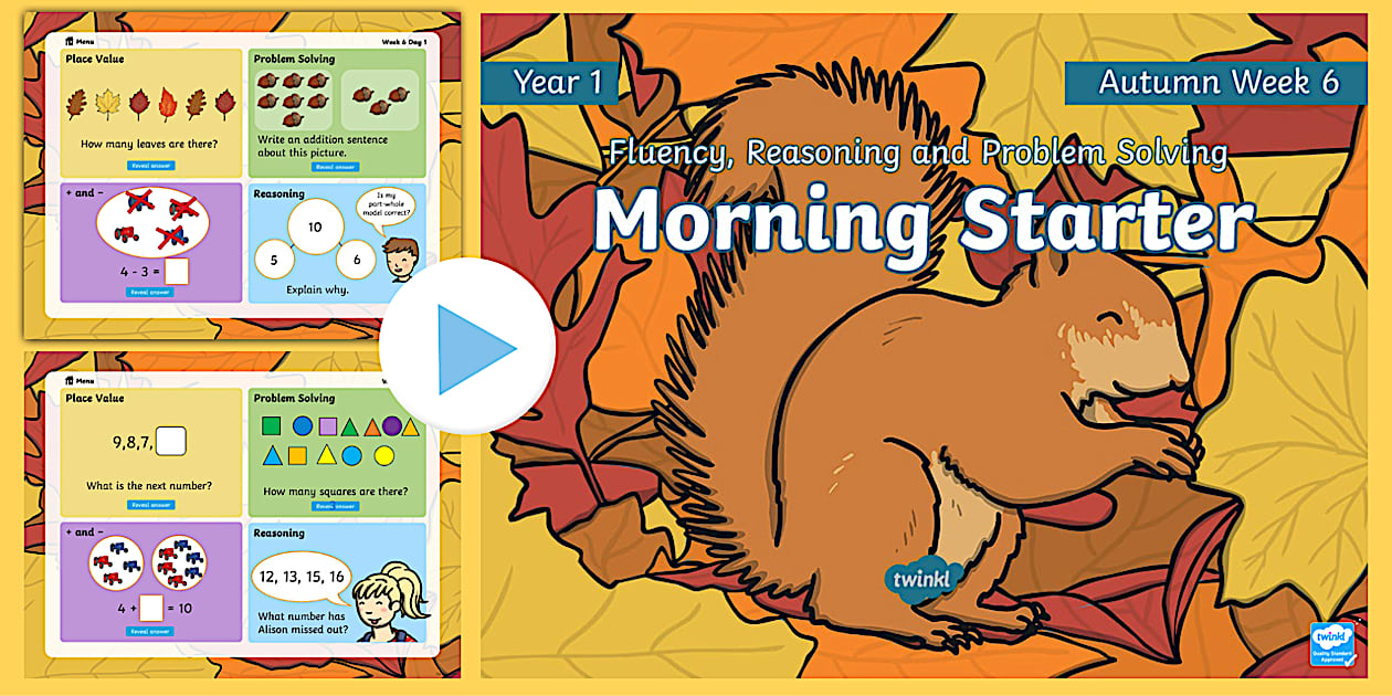 Year 1 Maths Autumn Morning Starter 6 PowerPoint - Twinkl