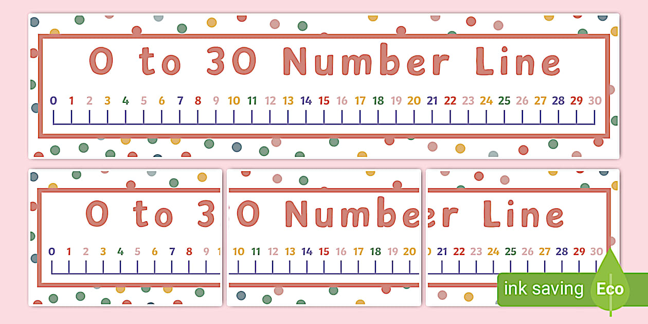 Spotty Boho Themed 0-30 Number Line Display Banner - Twinkl