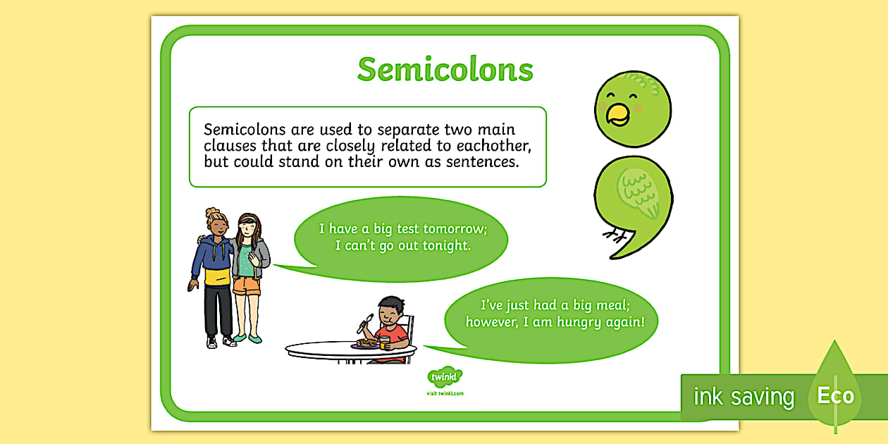 Editable Semicolon Punctuation Poster (teacher made)