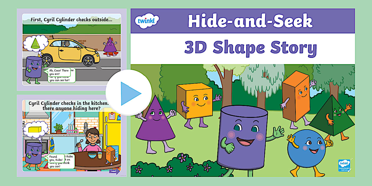 👉 Hide-and-Seek 3D Shape Story PowerPoint | Twinkl