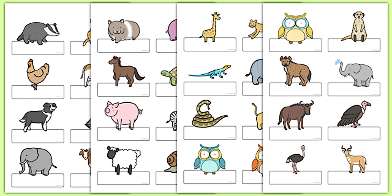 Black and White Editable Cute Animals Labels (teacher made)