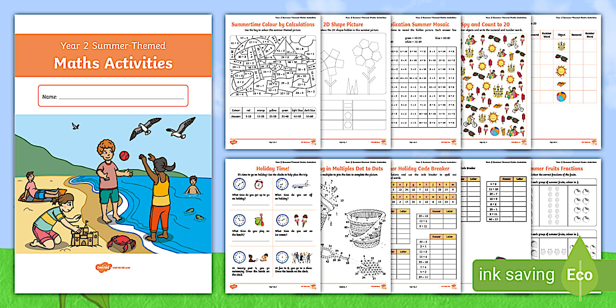Year 2 Summer Themed Maths Activity Booklet - Twinkl