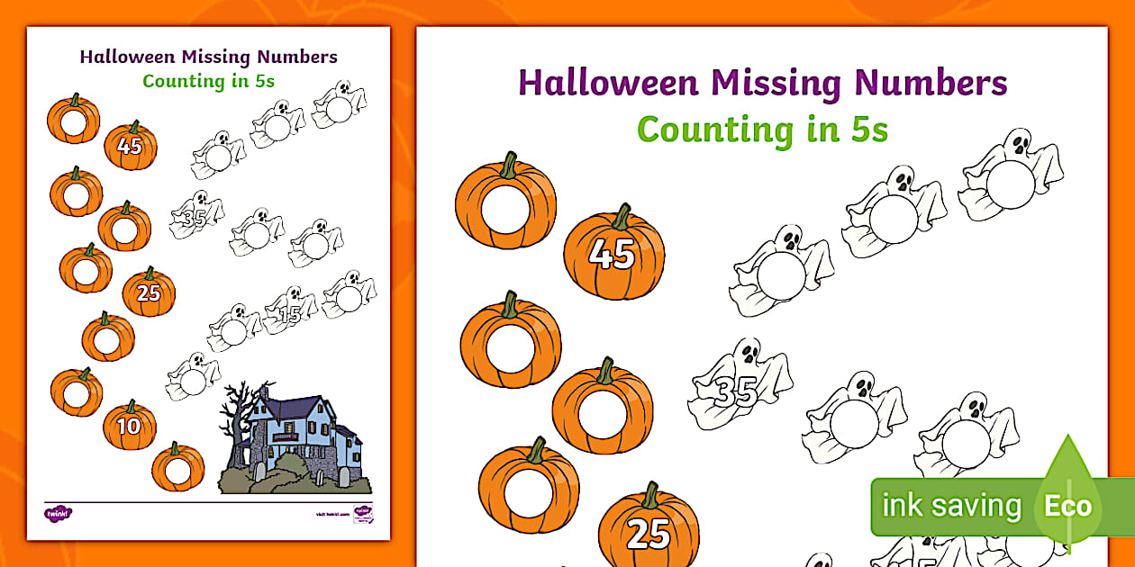 👉 Halloween Counting in 5 Missing Number Activity,Halloween