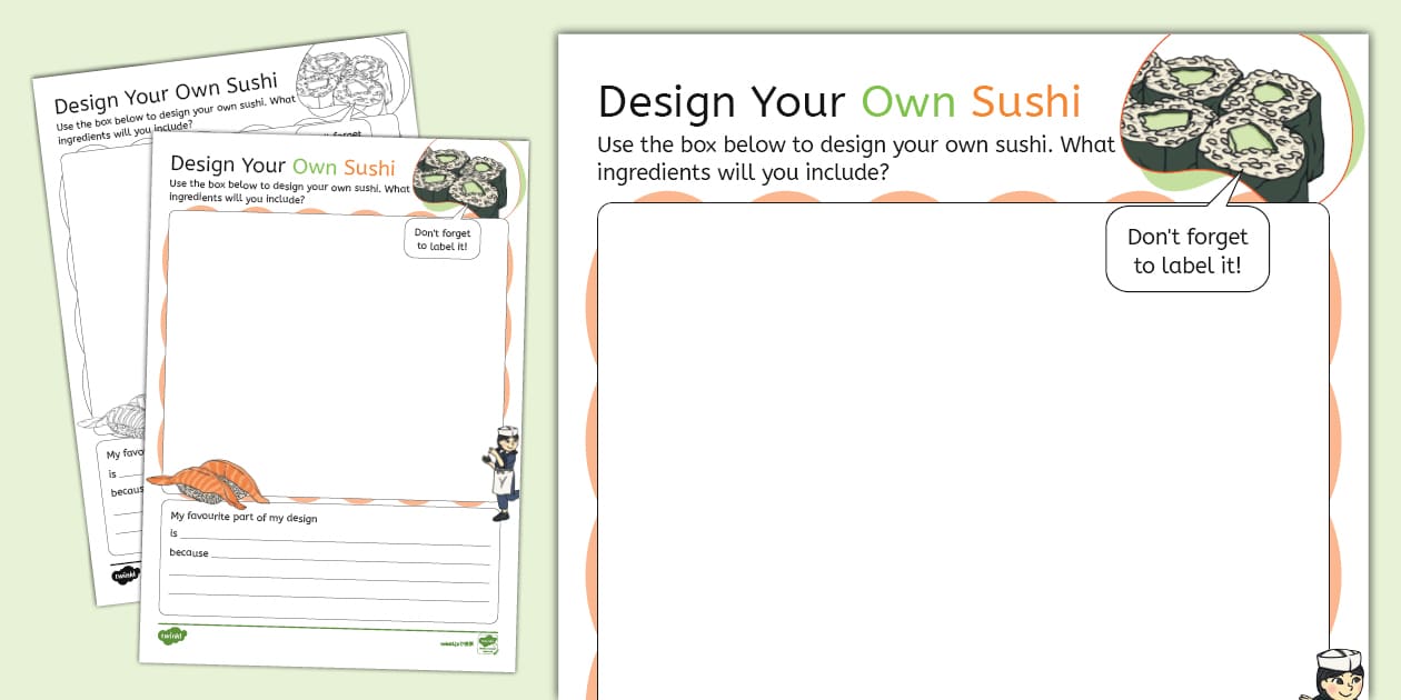 Design Your Own Sushi Worksheet (teacher made) - Twinkl