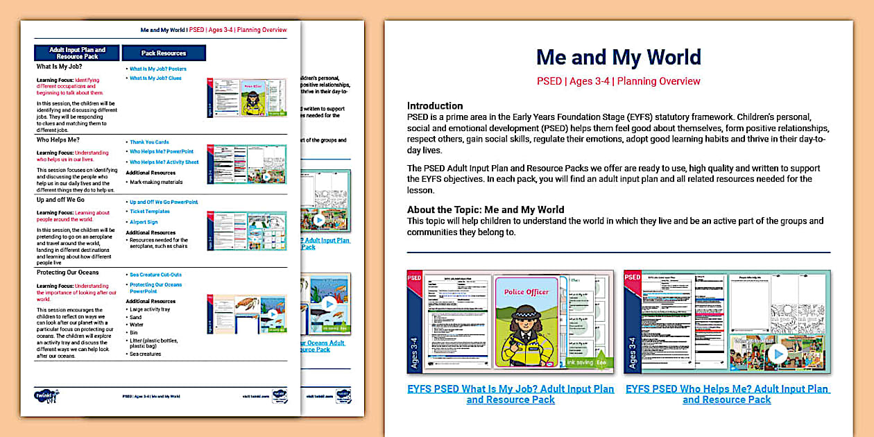 PSED Me and My World Age 3-4 Planning Overview - Twinkl