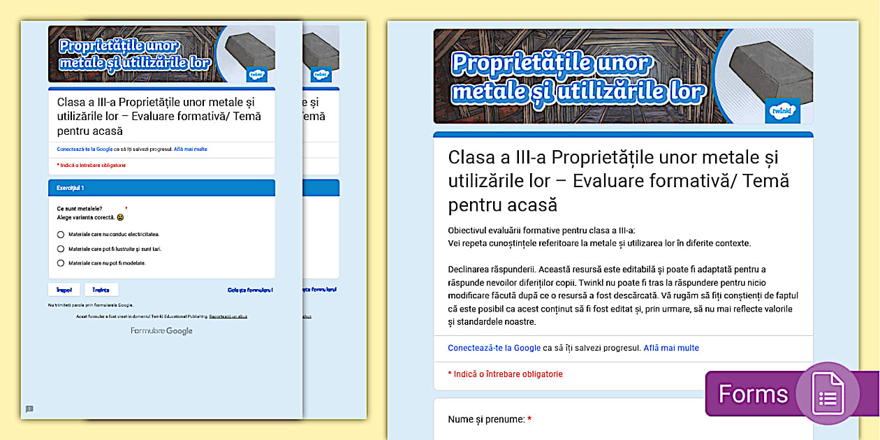 Clasa a III-a Proprietățile unor metale – Evaluare