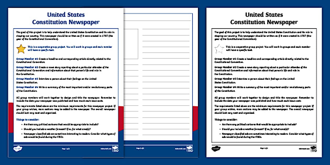United States Constitution Newspaper Group Worksheet