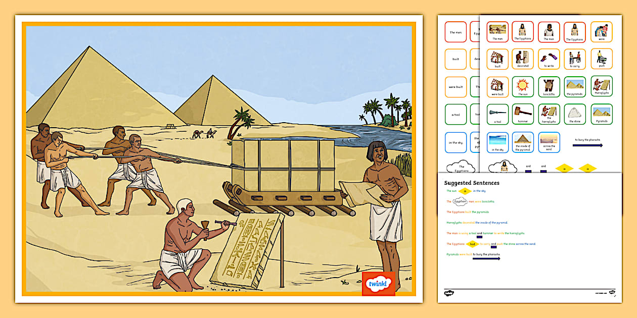 Colourful Semantics Ancient Egyptians Picture Scene - Twinkl