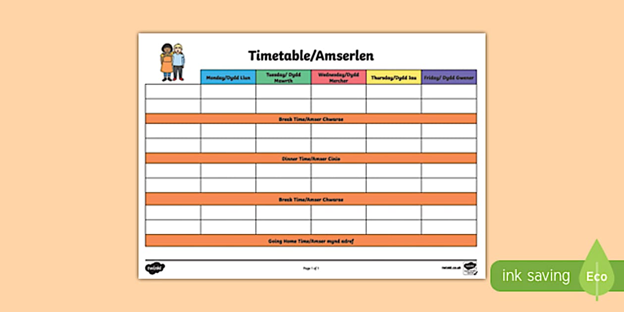 Daily Timetable (Hecho por educadores) - Twinkl