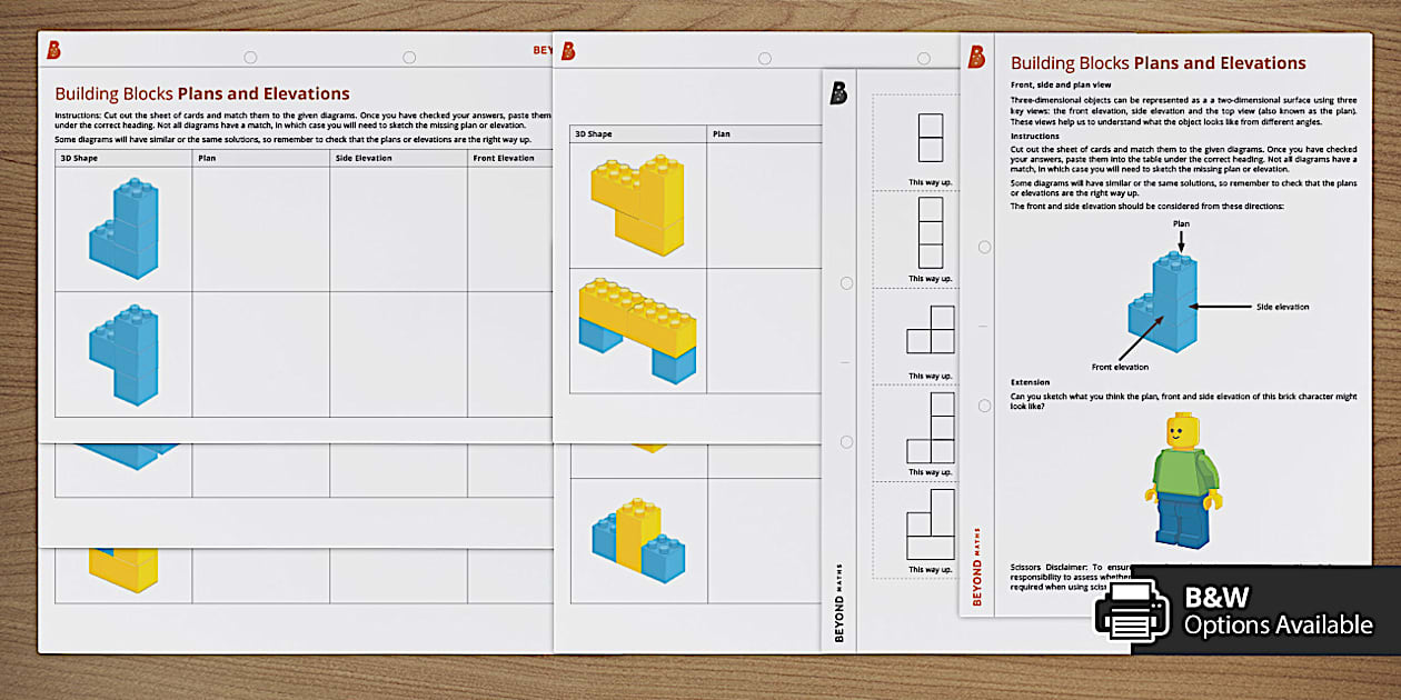 Building Blocks Plans and Elevations Matching Cards - Twinkl