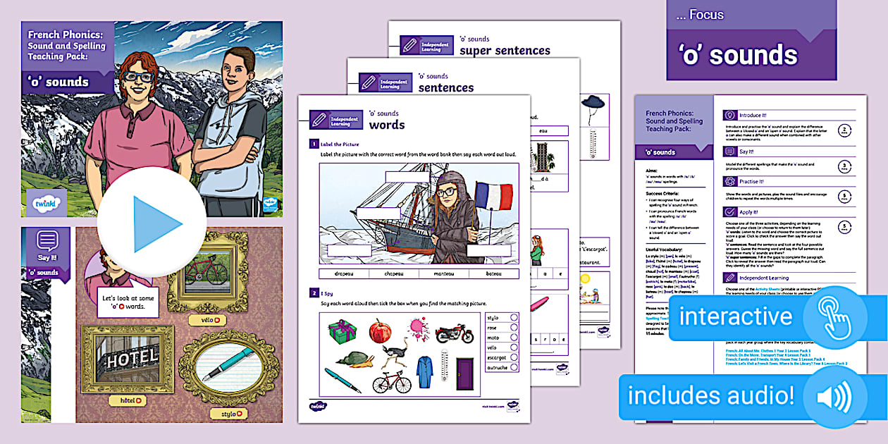 👉 French Phonics: Sound and Spelling Pack: 'o' sounds