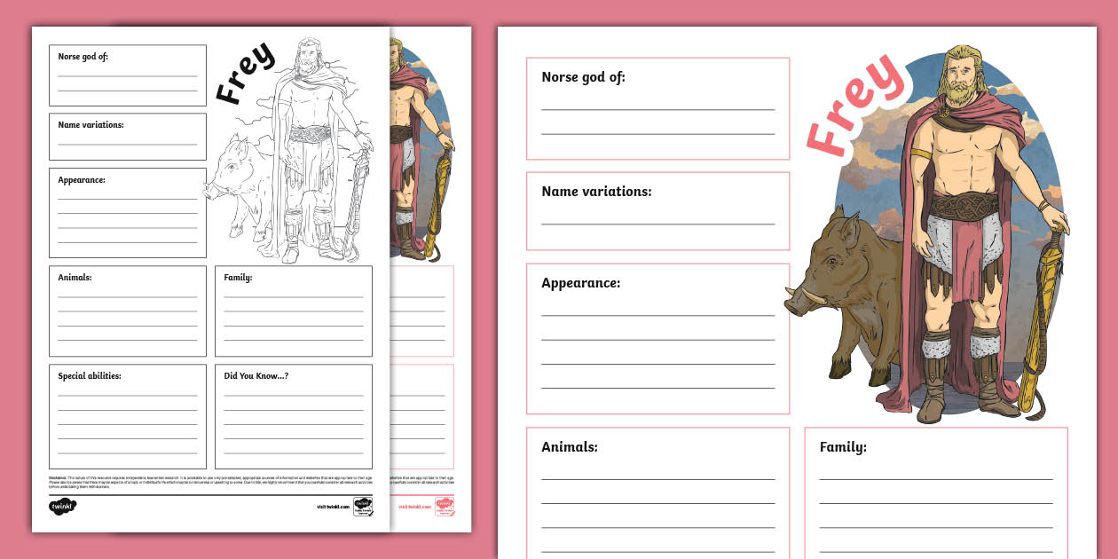 Frey (Freyr) the Norse God Fact File Template (Teacher-Made)
