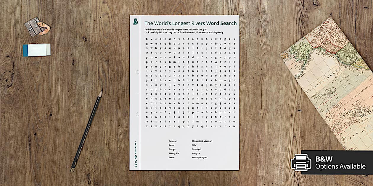 The World's Longest Rivers Word Search