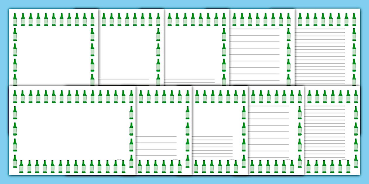 Editable 10 Green Bottles Page Borders (teacher made)
