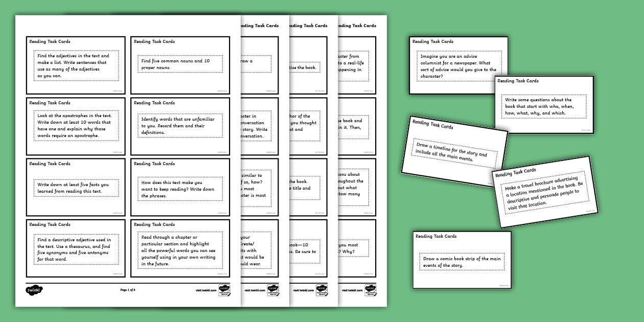 Seventh Grade Reading Task Cards (Teacher-Made) - Twinkl