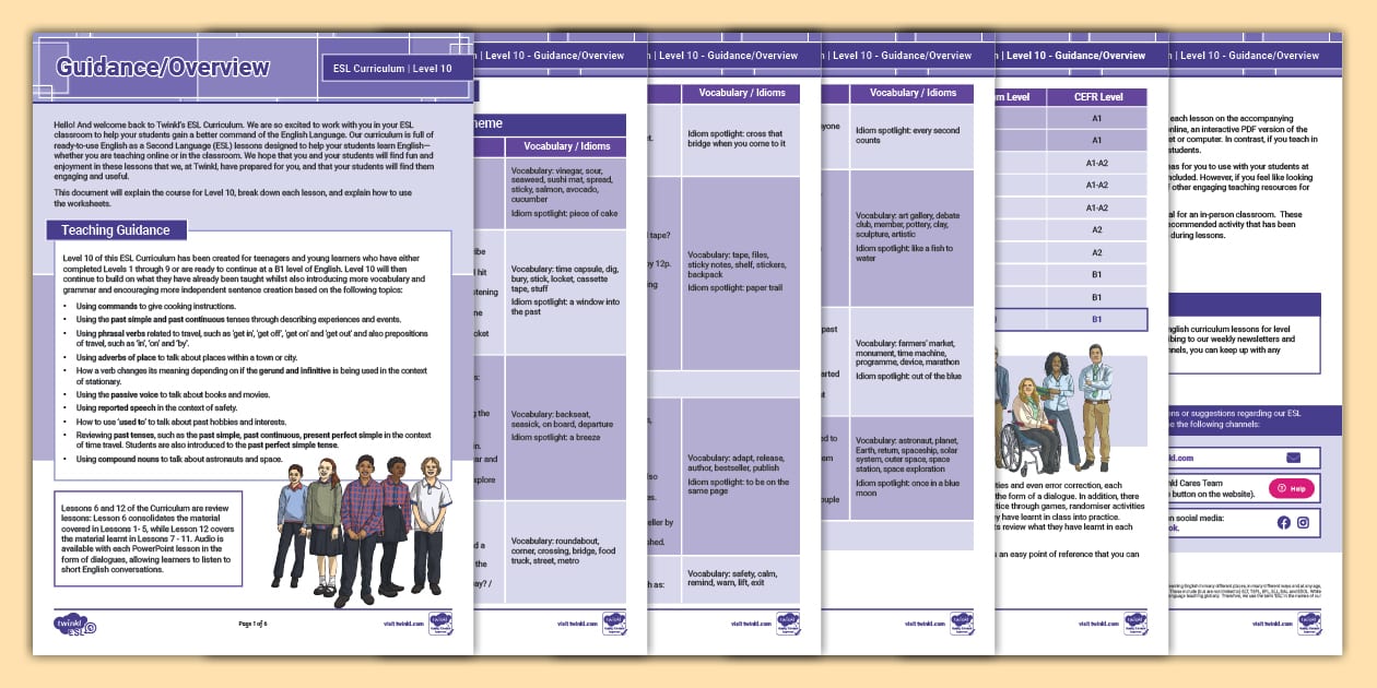 ESL Curriculum Level 10 Guidance/Overview - Twinkl