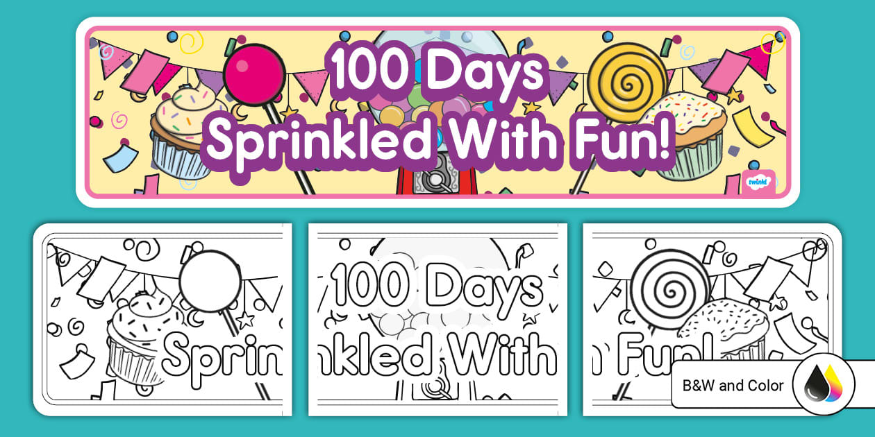 100 Days Sprinkled With Fun Bulletin Board Banner - Twinkl
