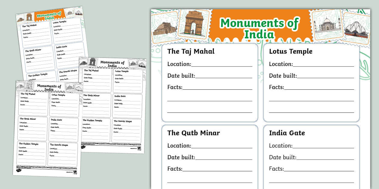 Monuments of India Fact File Template (teacher made)