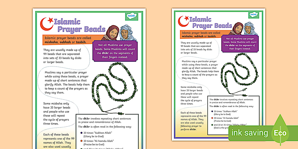 KS2 Islamic Prayer Beads Display Poster - Twinkl