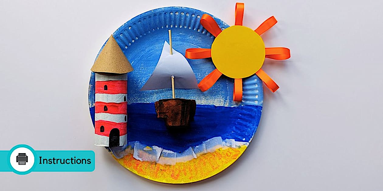 Paper Plate Seaside Scene | Seaside Crafts (teacher made)