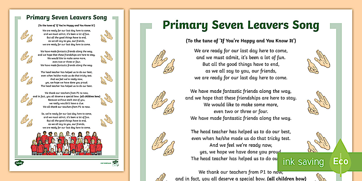Editable Primary Seven Leavers Song (teacher made) - Twinkl