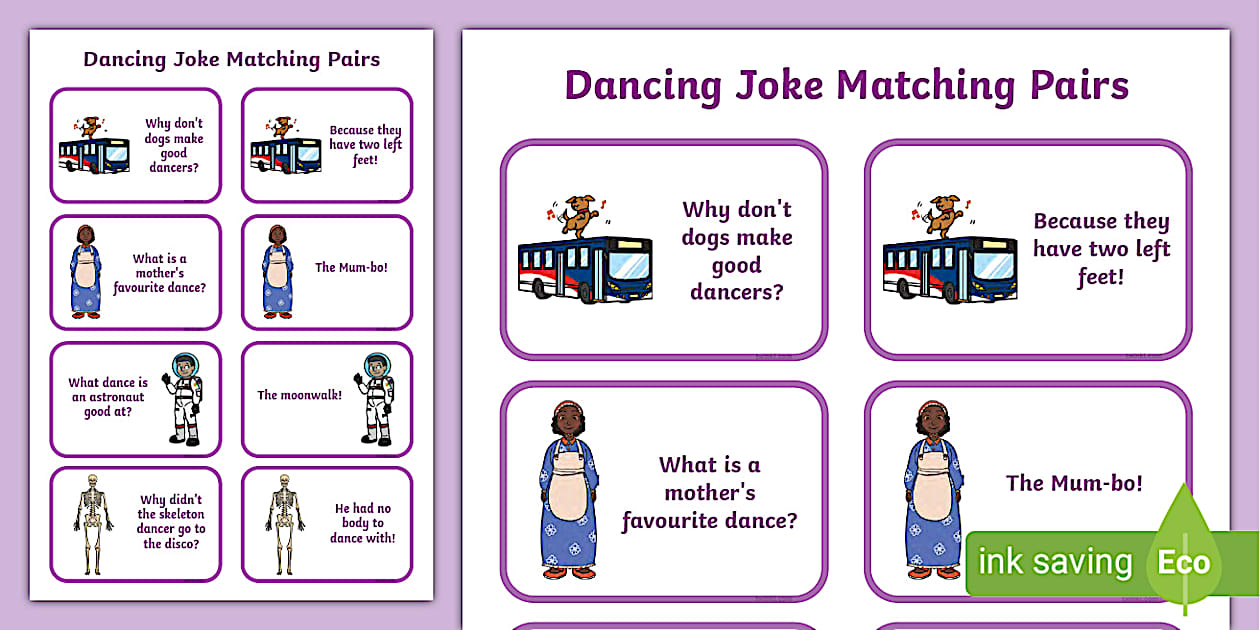 Dancing Joke Matching Pairs (Teacher-Made) - Twinkl