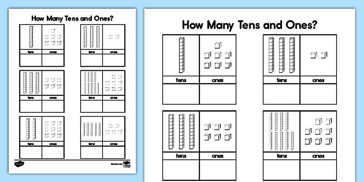 Editable Tens and Ones With Base 10 Blocks Place Value Activity Worksheet